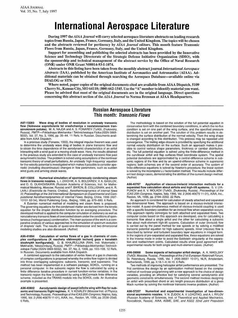 AIAA - International Aerospace Literature AIAA-7475-374 | PDF ...