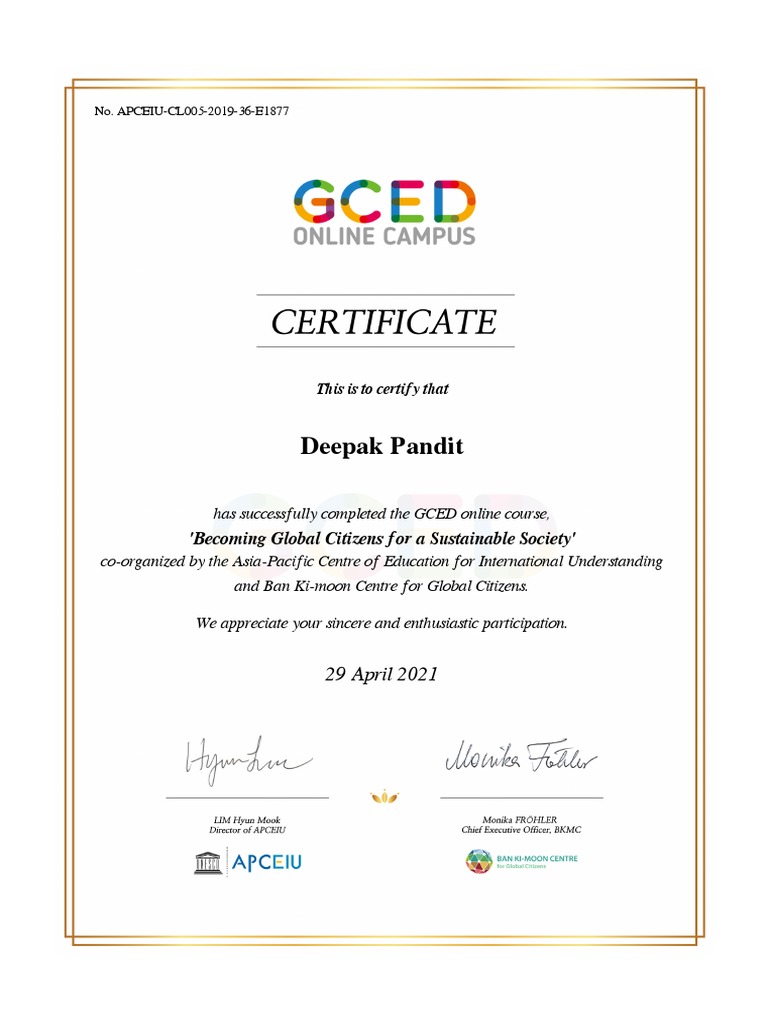 GCED Cerification | PDF