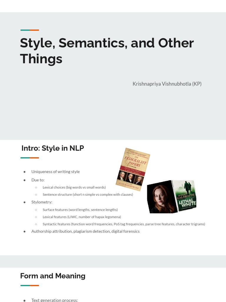Style and Semantics | PDF | Parsing | Semantics