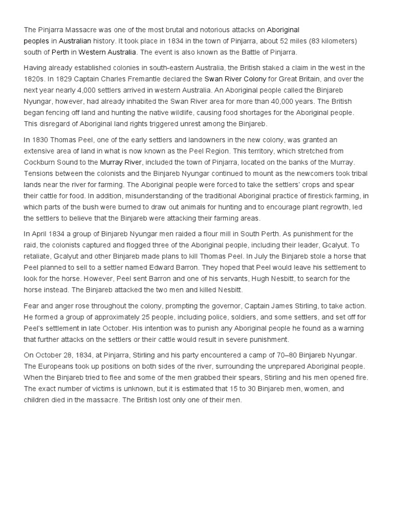 The Pinjarra Massacre | PDF | Indigenous Peoples Of Australia | Australia