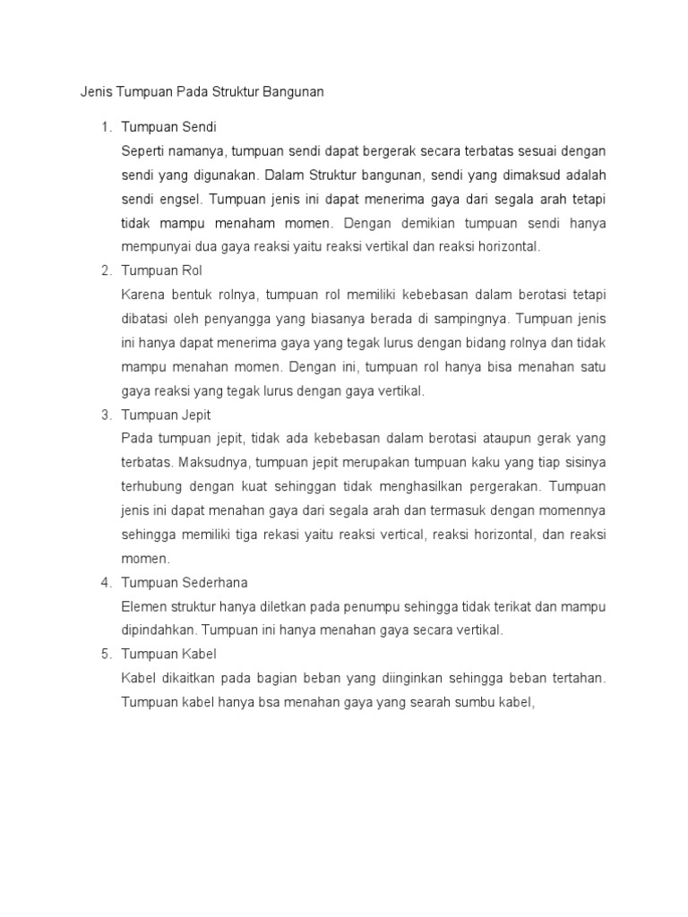 Jenis-Jenis Tumpuan pada Struktur Bangunan | PDF | Sains & Matematika