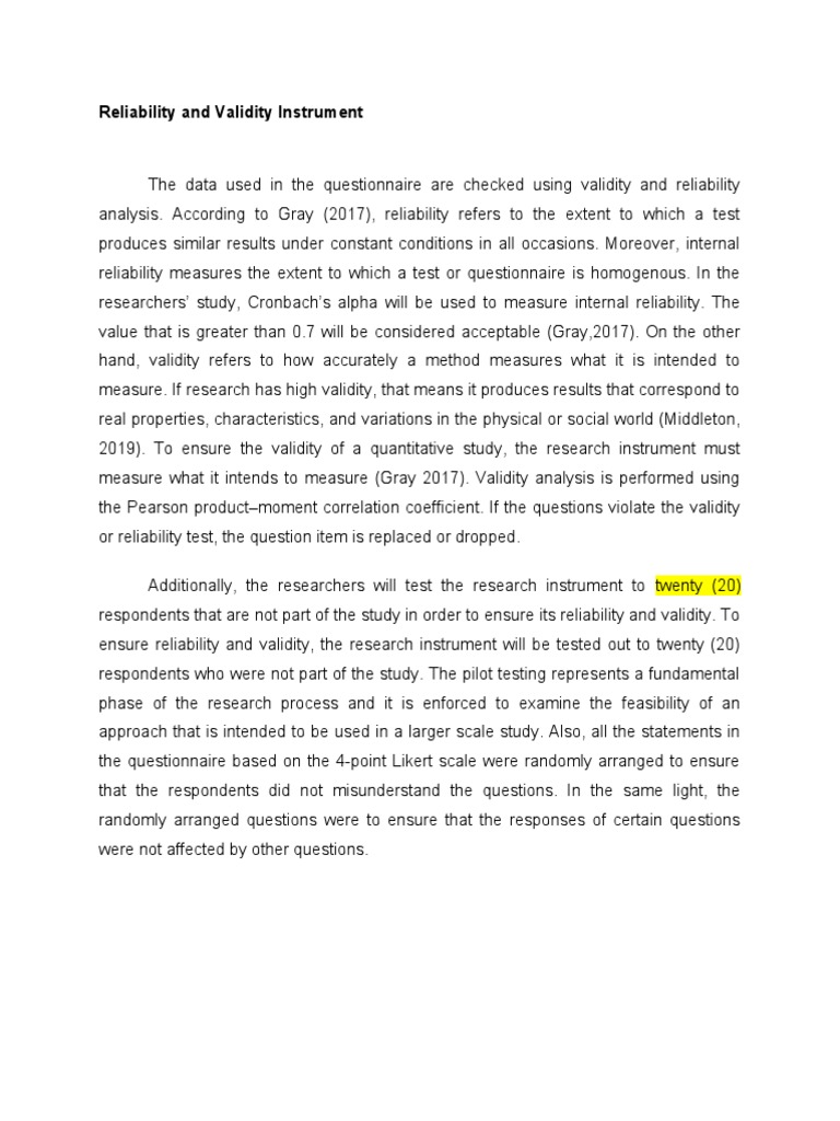 Reliability and Validity Instrument | Download Free PDF | Validity (Statistics) | Psychological ...