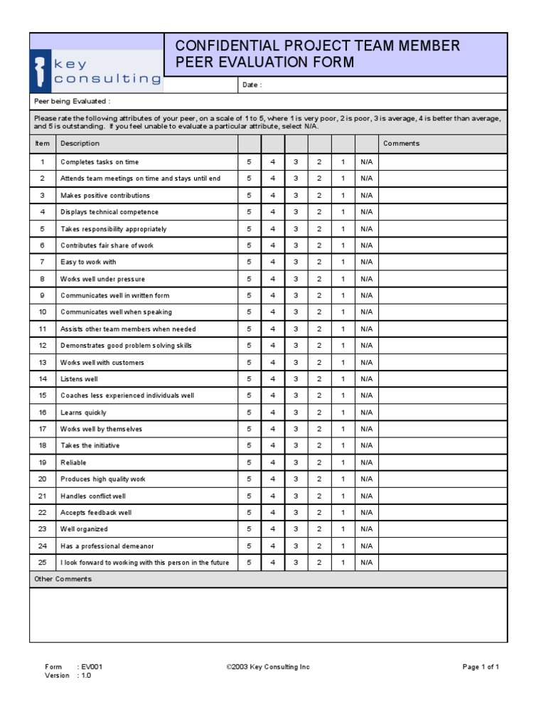 Project Team Peer Evaluation Form | PDF | Competence (Human Resources ...