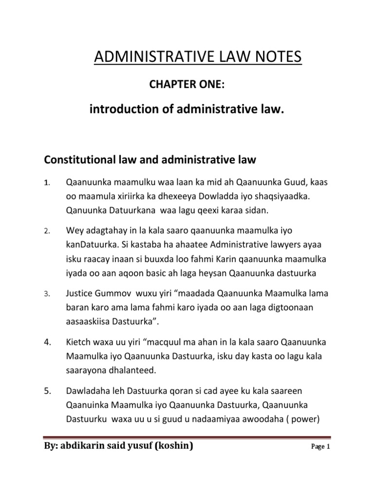 Adminstrative Law 1,2,5,6, Chapters Notes | PDF