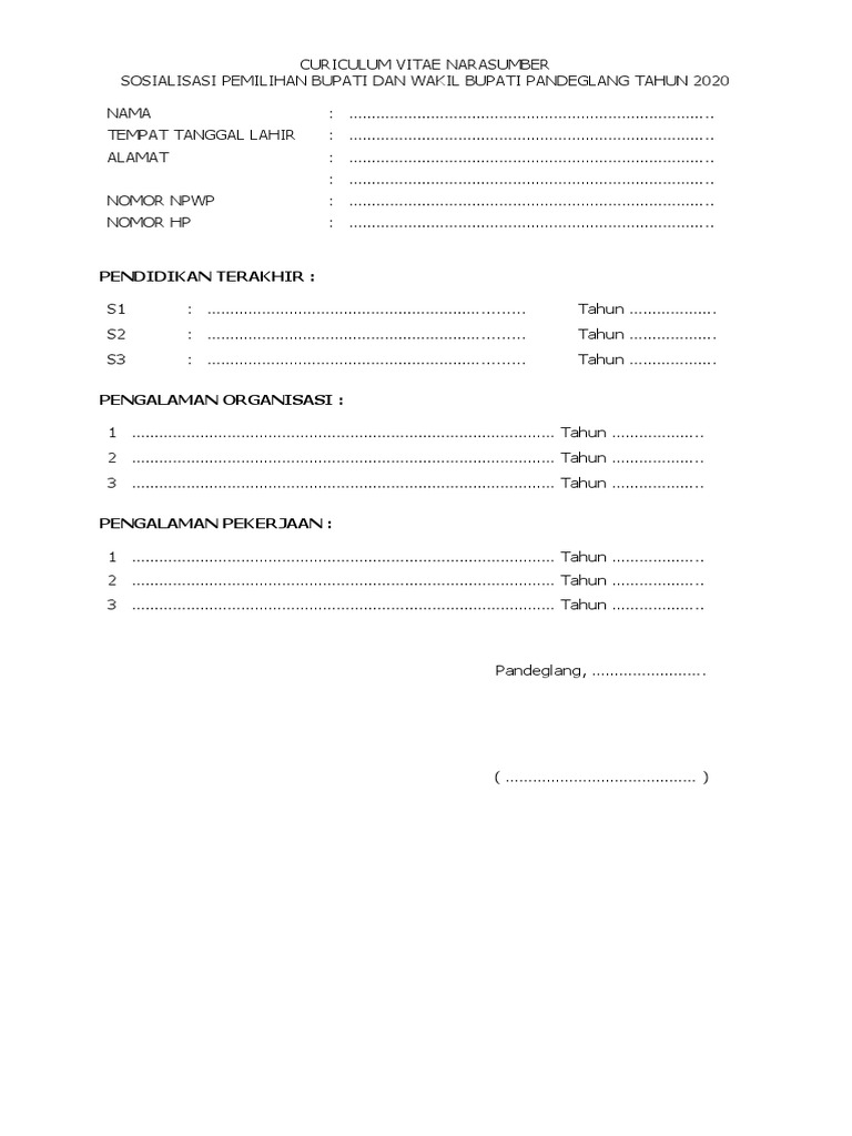 Form CV Narsum | PDF | Bisnis
