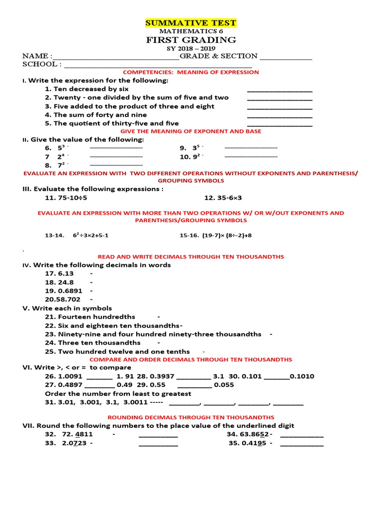 Summative Test | PDF | Summation | Tutankhamun