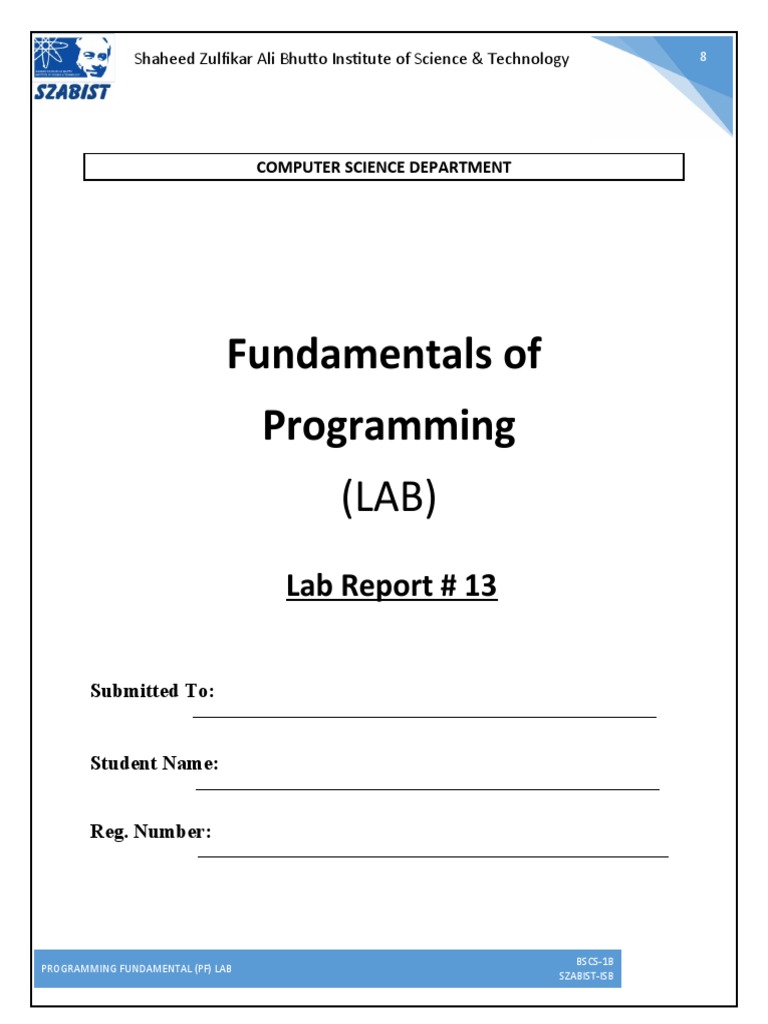 Fundamentals of Programming: Lab Report # 13 | Download Free PDF | Namespace | Computer Engineering