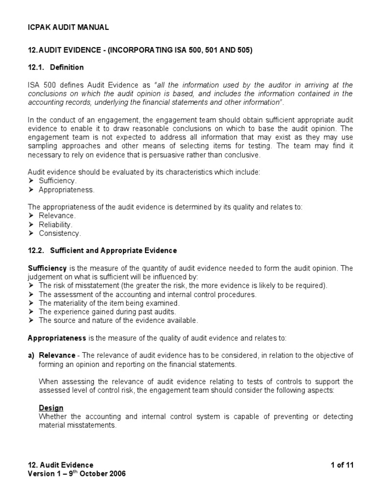 12 Audit Evidence | PDF | Financial Audit | Audit