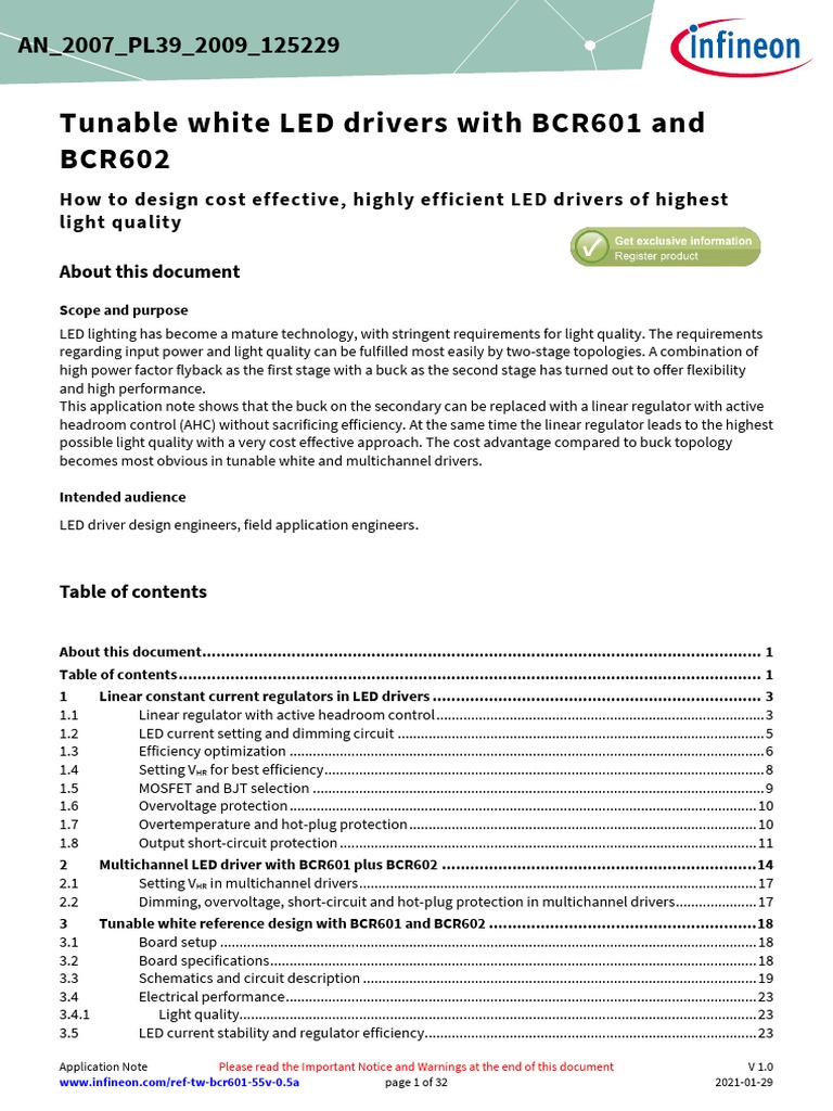 Tunable White LED Drivers With BCR601 and BCR602: AN - 2007 - PL39 ...