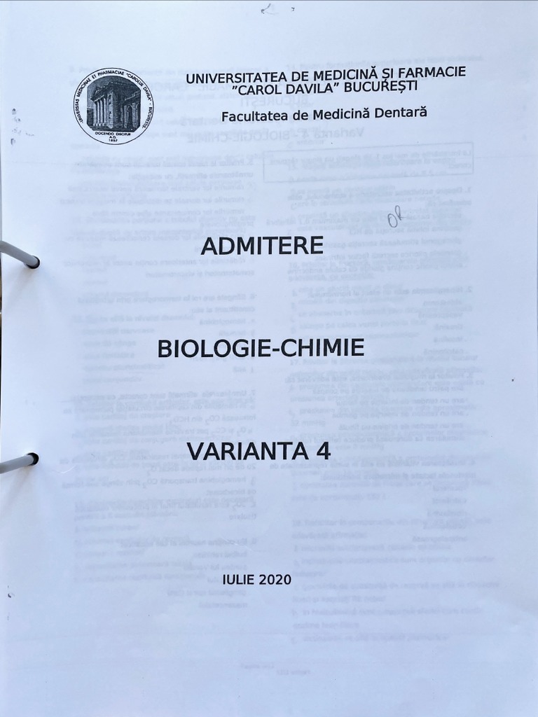 Admitere MD 2020 | PDF