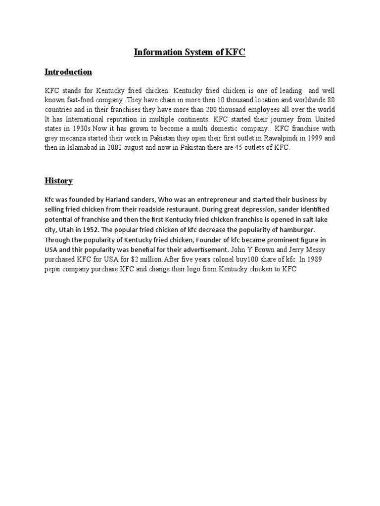 Information System of KFC | PDF
