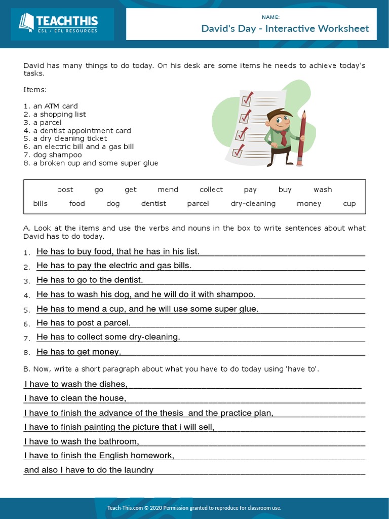David's Day - Interactive Worksheet: Esl / Efl Resources | PDF ...