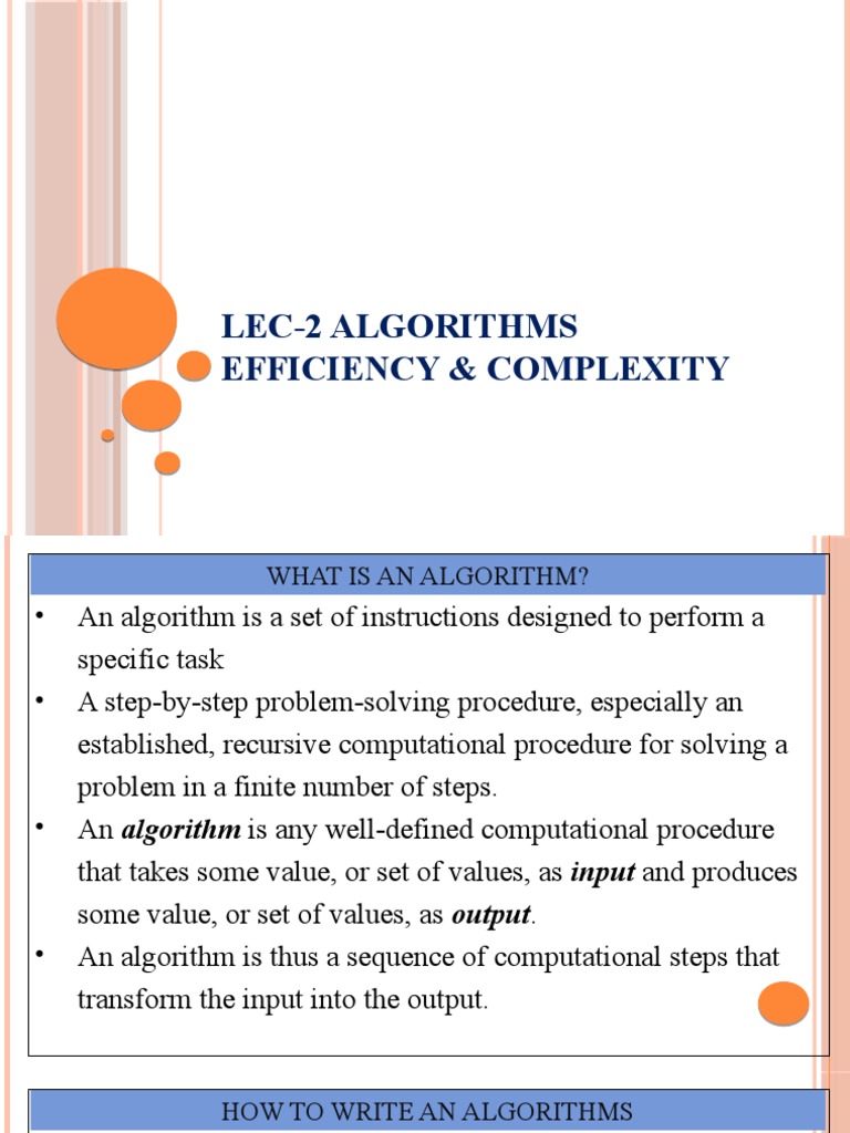 Lec 2 Algorithms Efficiency And Complexity Pdf Algorithms Computational Complexity Theory