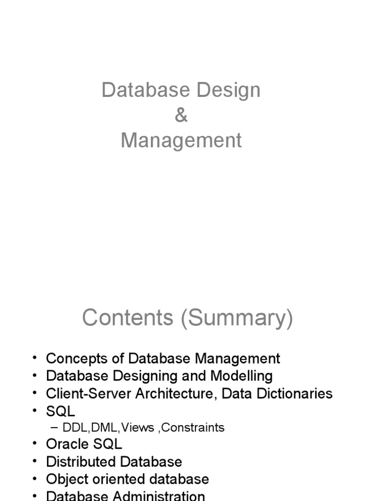Database Design And Management Pdf Databases Computer File 0567