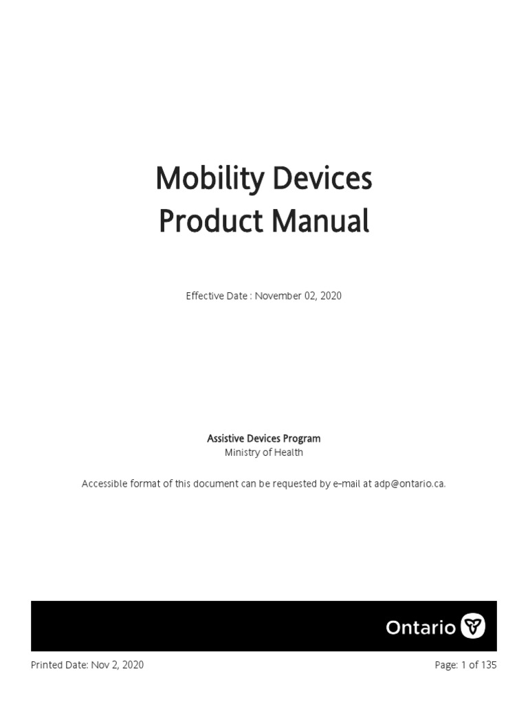 Mobility Devices Product Manual Effective Date - November 02, 2020 ...