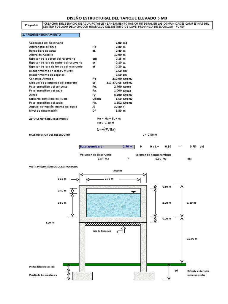 RESERVORIO ELEVADO DE 5 M | PDF | Agua | Ingeniería de Edificación