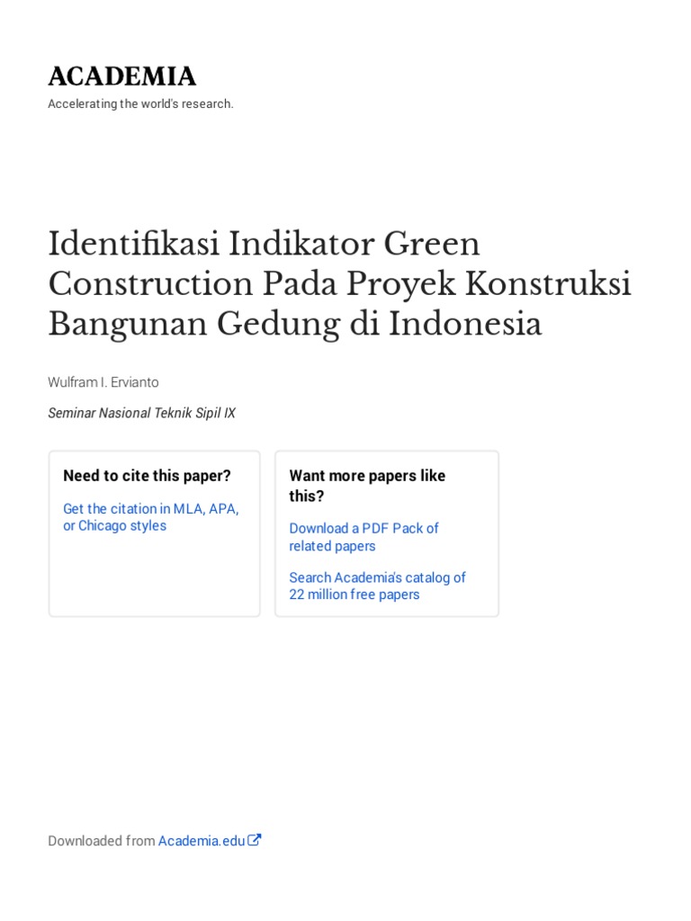 Identifikasi Indikator Green Construction Pada Proyek Konstruksi ...