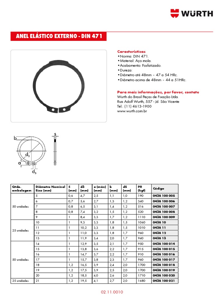Anel Elastico Externo Din 471 | PDF | Business | Natureza