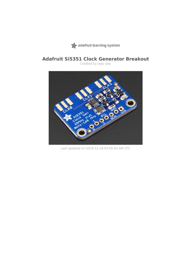 Adafruit Si5351 Clock Generator Breakout: Created by Lady Ada | PDF | Arduino | Computer Engineering