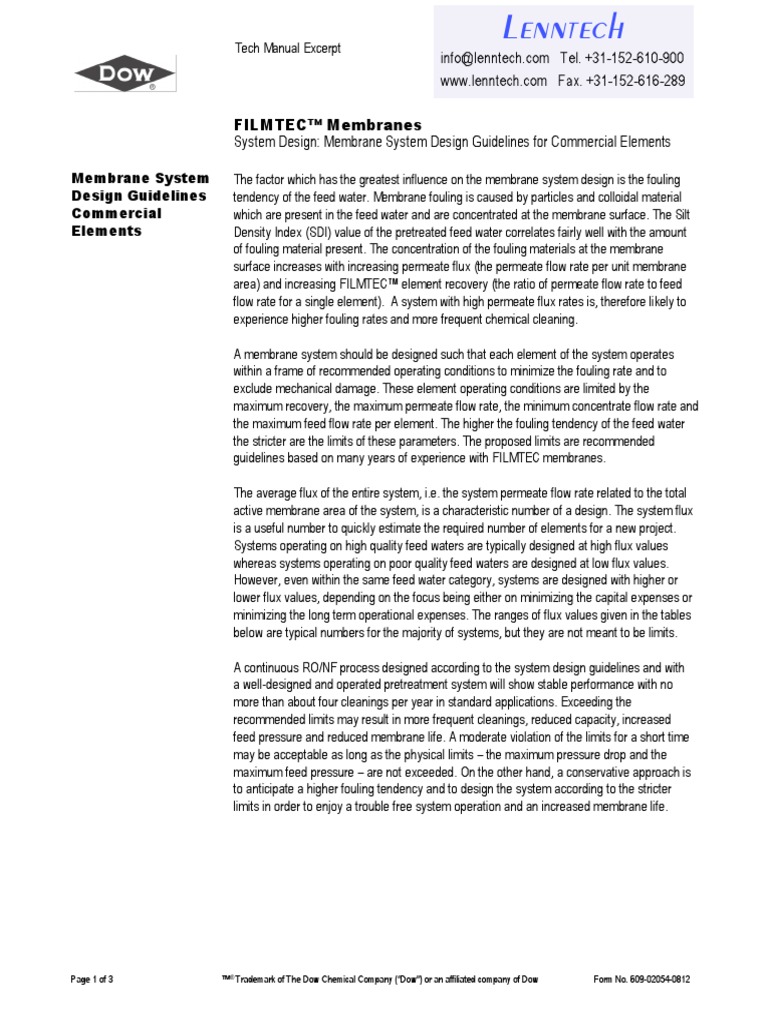 System Design: Membrane System Design Guidelines For Commercial ...