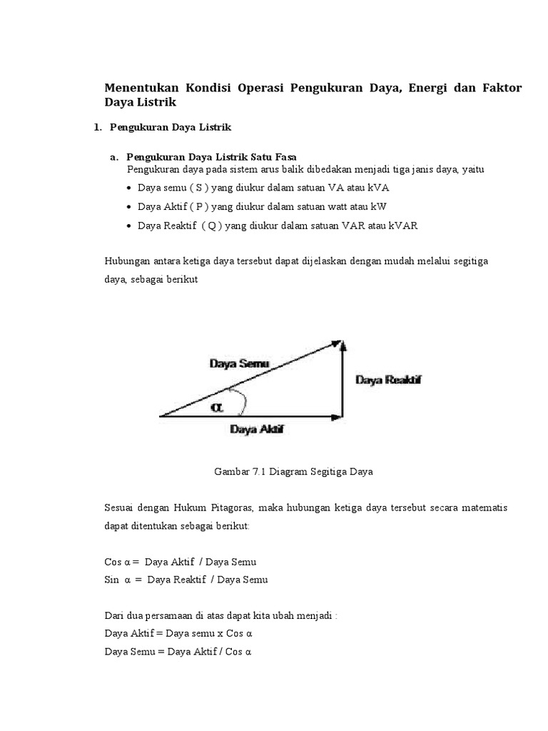 Menentukan Kondisi Operasi Pengukuran Daya | PDF | Sains & Matematika