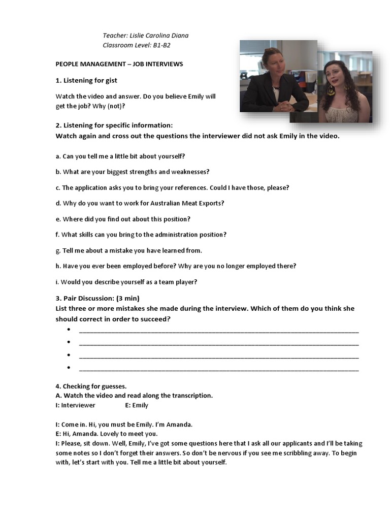 HANDOUT Job Interview | PDF | Job Interview | Communication