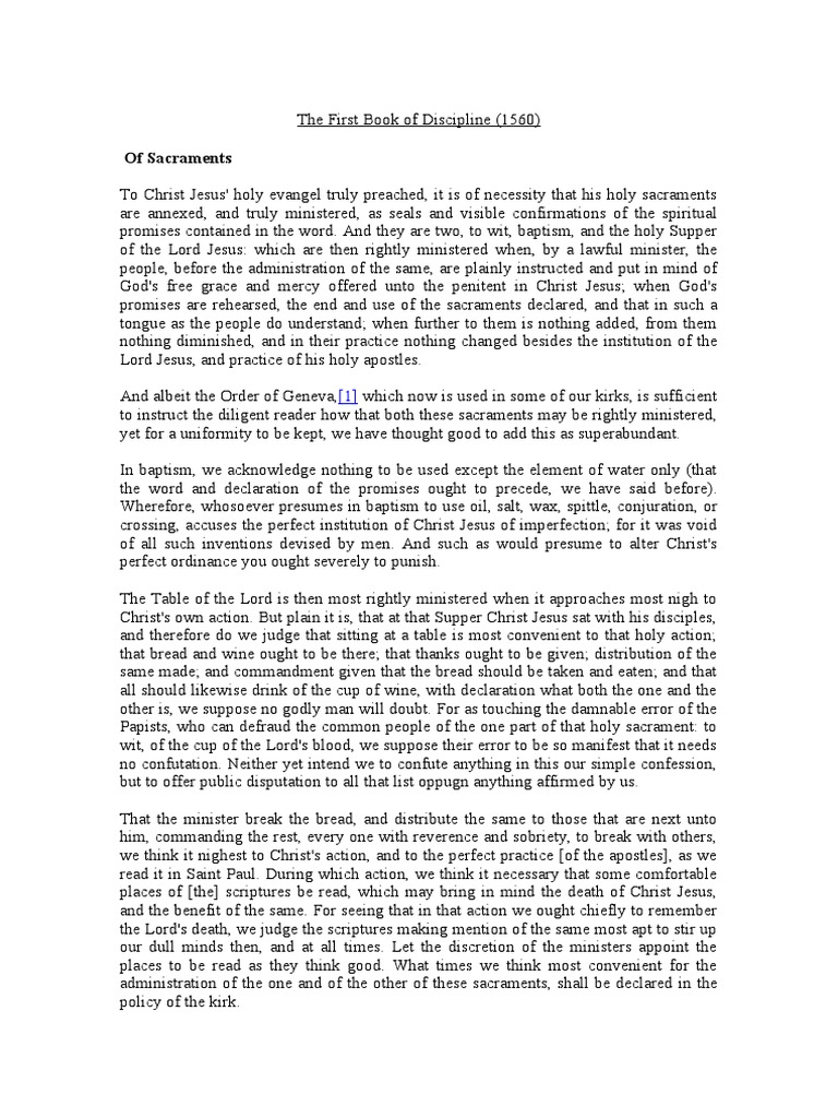 The First Book of Discipline | PDF | Sacraments | Baptism
