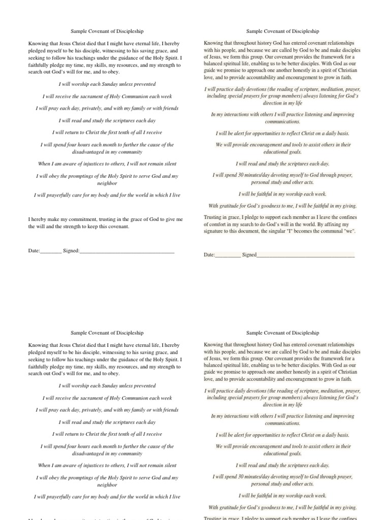 Sample Covenants Church | PDF | Disciple (Christianity) | Prayer