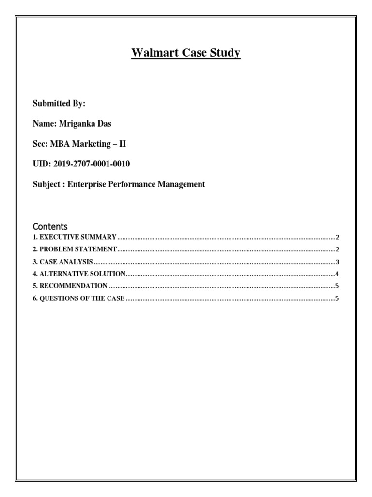 Walmart Case Study | PDF | Walmart | Employment