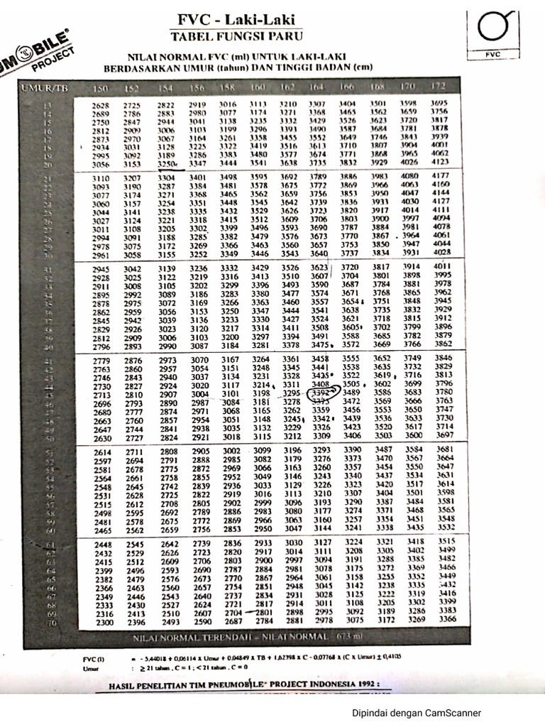 Tabel Spirometri Indonesia | PDF