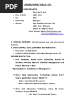 CV Format for Ethiopian Job Seekers | PDF | Ethiopia