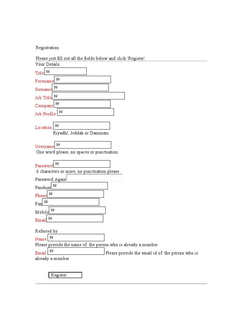 User Registration Form Guidelines | PDF