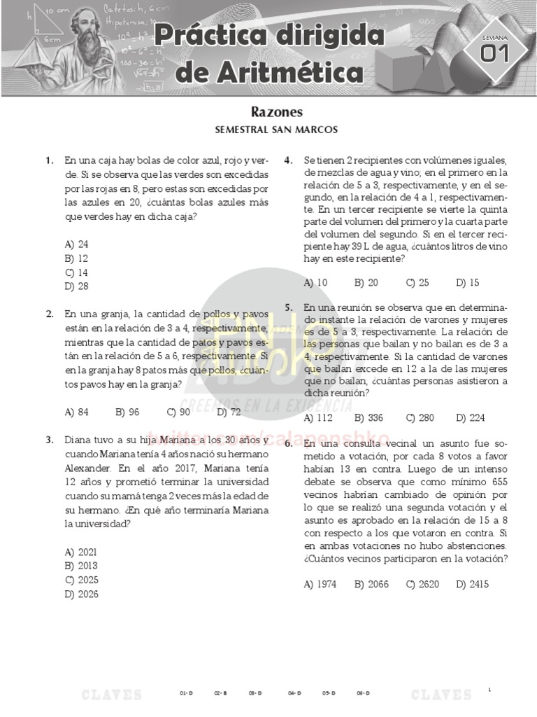 Ciclo 2021 Semestral San Marcos Aritmetica Pract Dirigida | PDF | Naturaleza