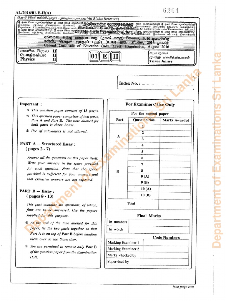 GCE A Level Physics Past Papers 2023 | PDF