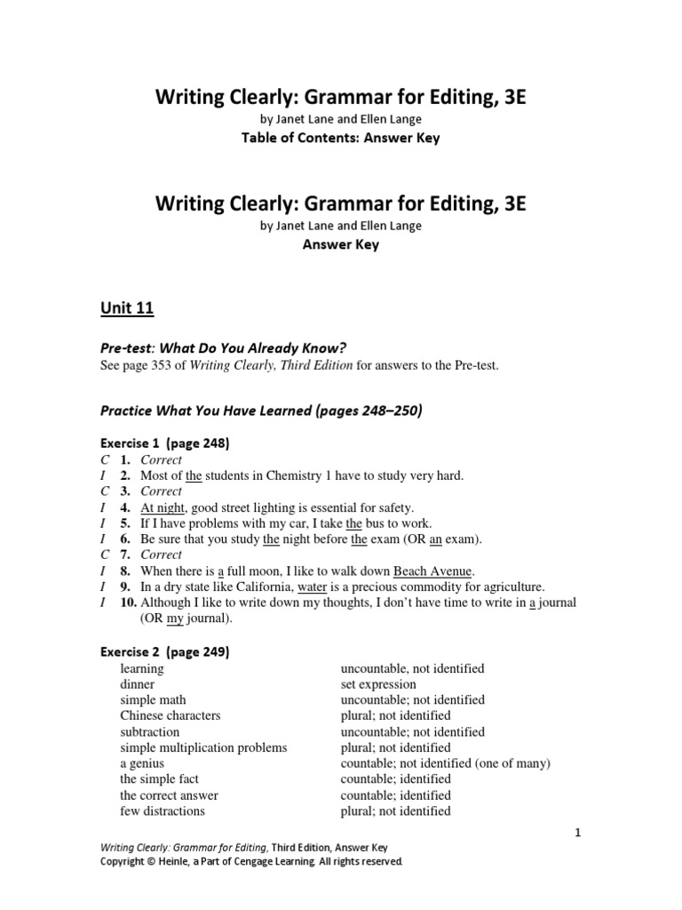 Writing Clearly: Grammar For Editing, 3E: Unit 11 | PDF | Human Nature ...