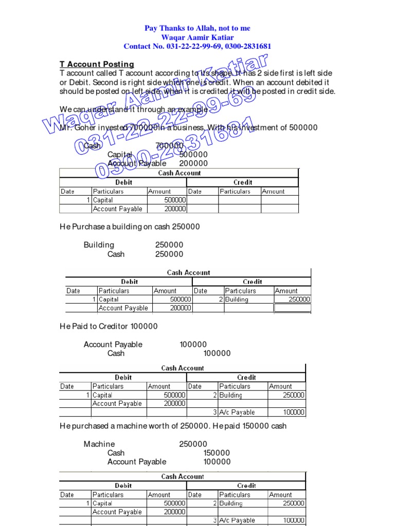 T Account Posting | PDF | Debits And Credits | Banking