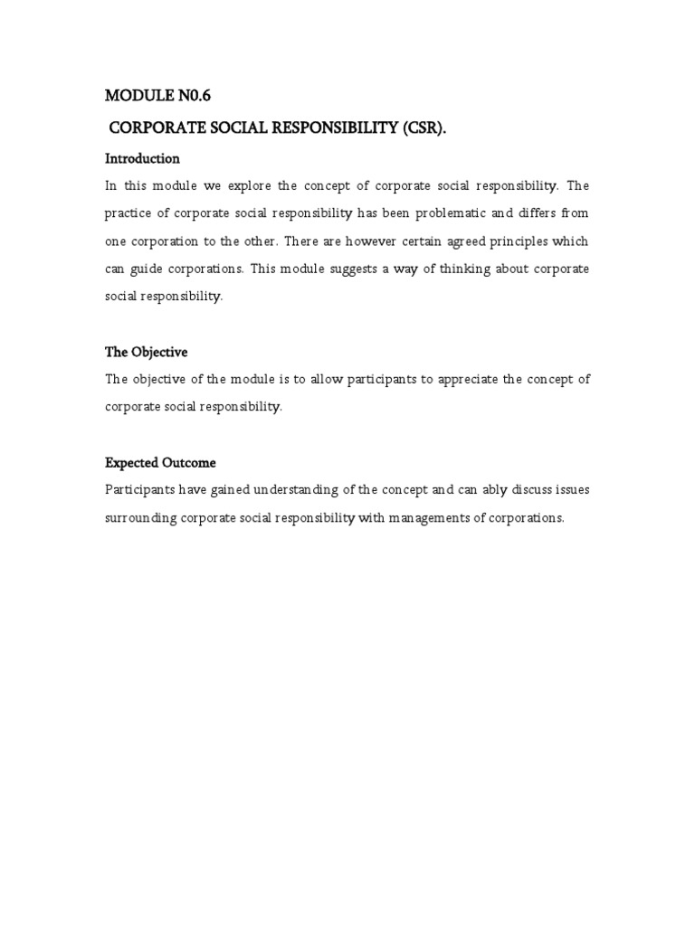 CSR Module Explores Corporate Responsibility | PDF | Corporate Social ...