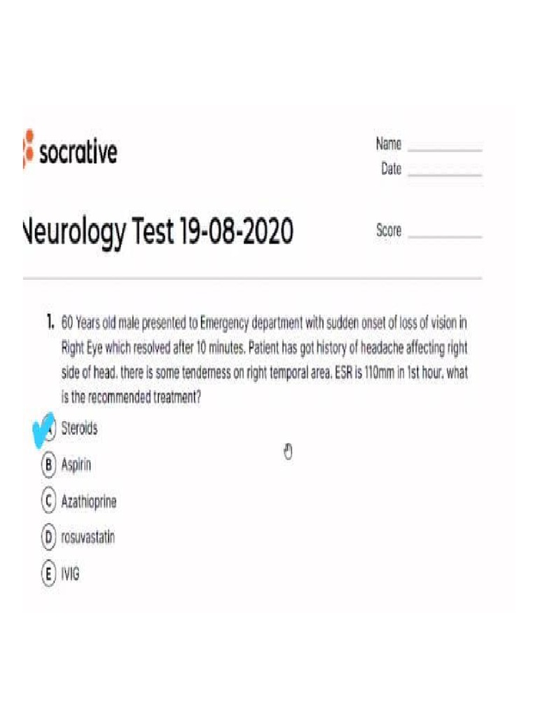 Solved Stroke and Spinal Cord MCQs | PDF