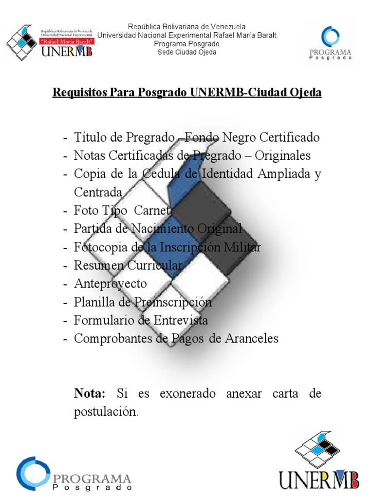 Requisitos para Posgrado UNERMB Publico | PDF