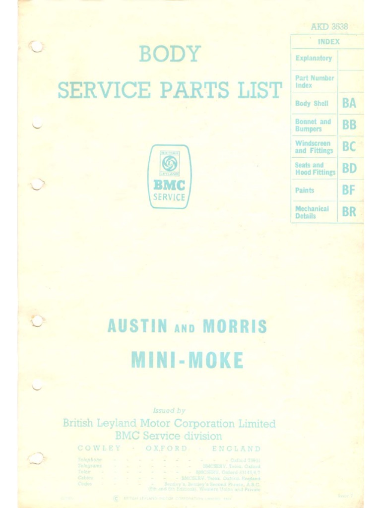 Moke Body Service Parts List | PDF