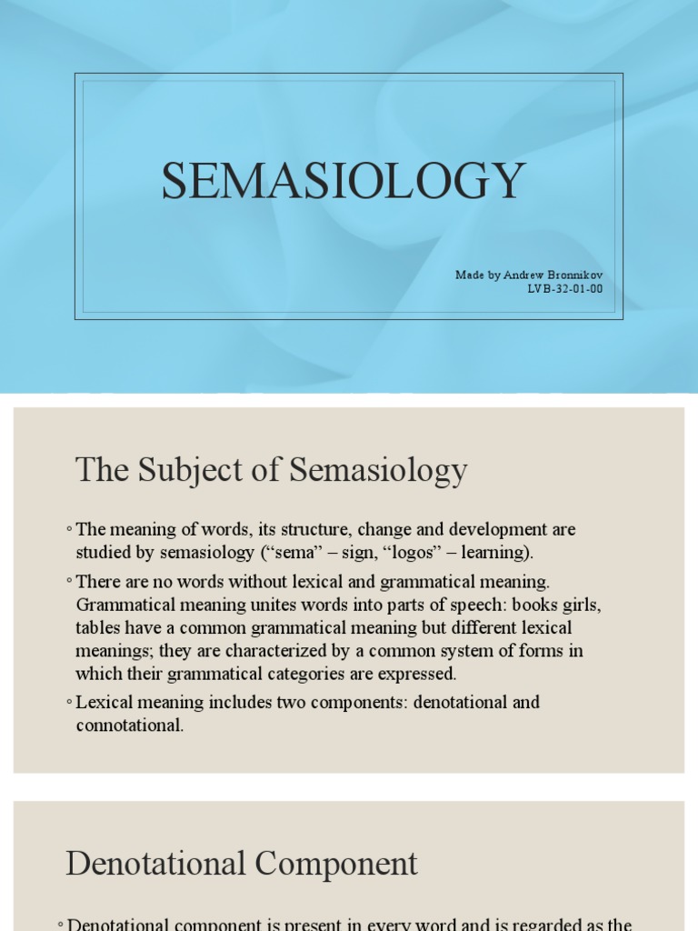 Semasiology 24.05 | PDF | Word | Vocabulary
