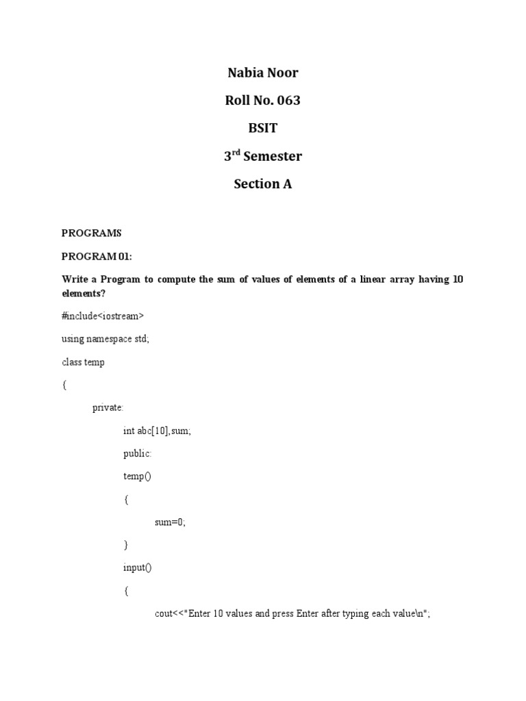 Student Programming Assignments on Data Structures | PDF | Namespace ...