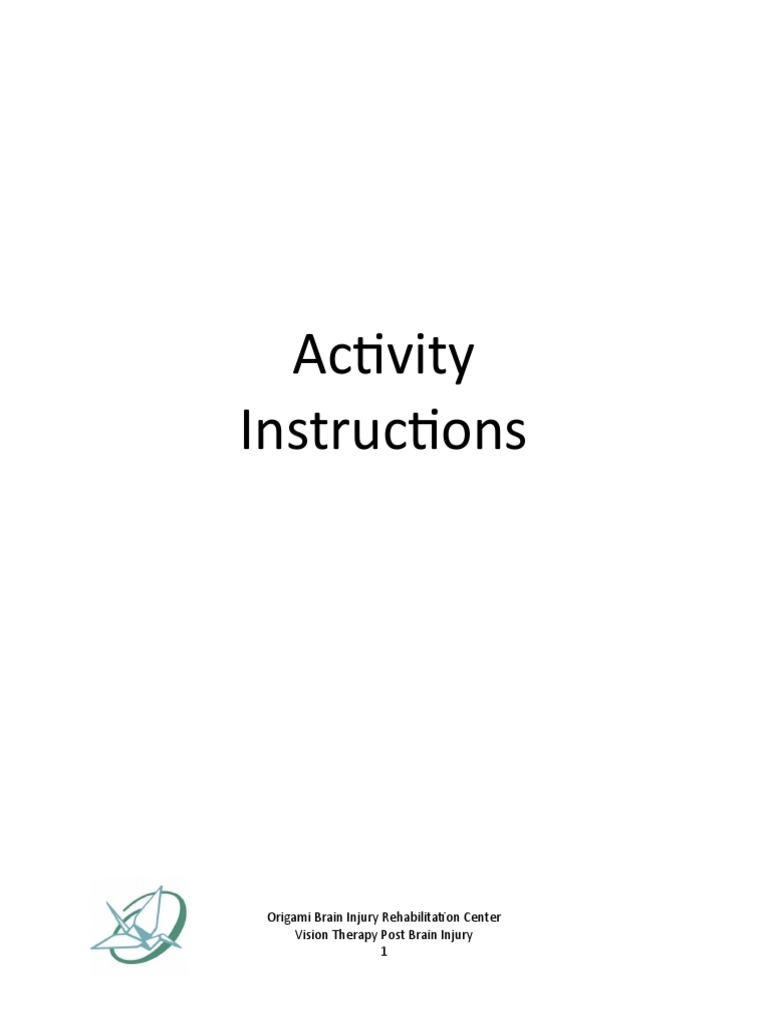 Activity Instructions: Origami Brain Injury Rehabilitation Center ...