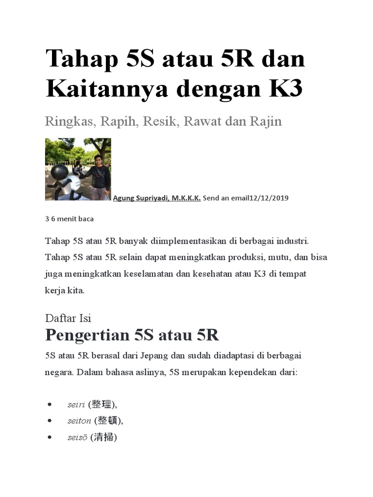 Tahap 5S Atau 5R Dan Kaitannya Dengan K3 | PDF