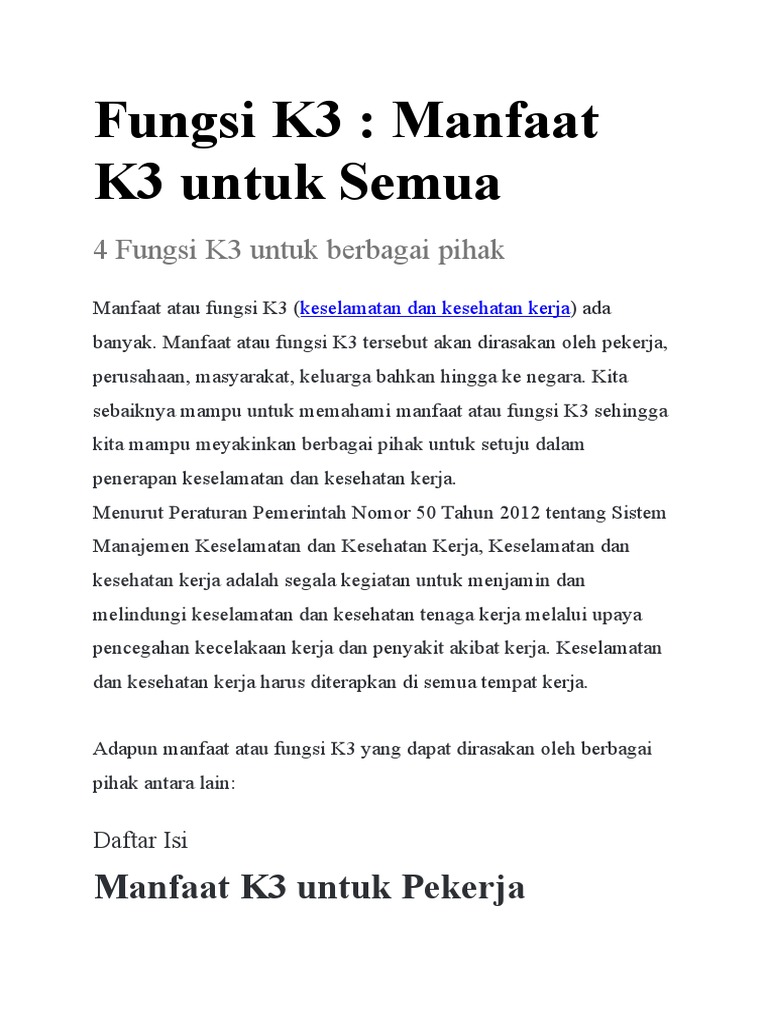 Fungsi K3 | PDF