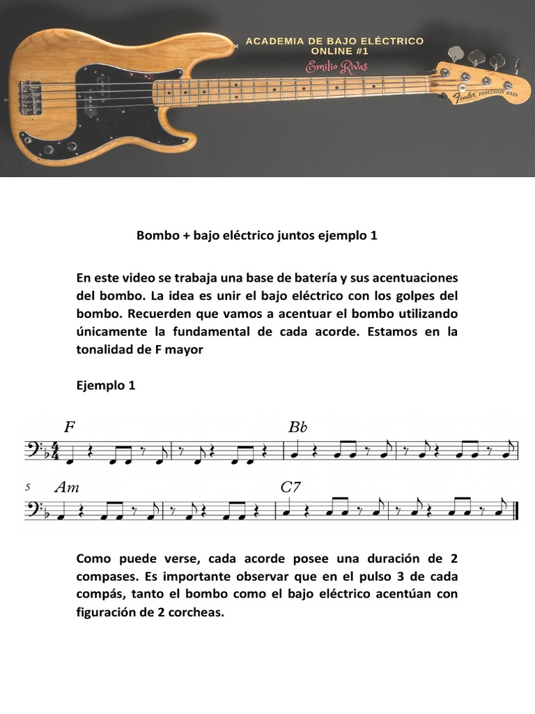 Bombo y bajo eléctrico en F mayor | PDF