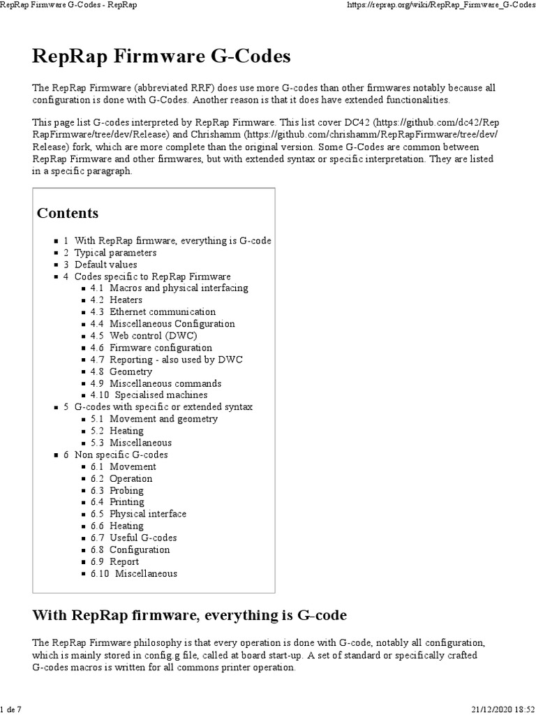 Reprap Firmware G-Codes | PDF | Computer Engineering | Computer Science