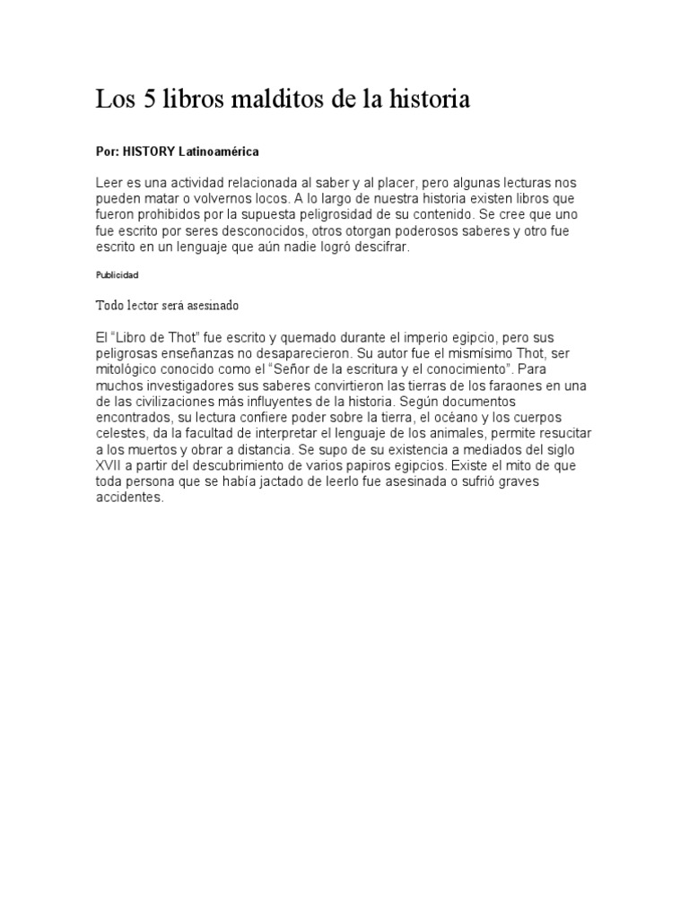 Los 5 Libros Malditos de La Historia | PDF | Libros | Idiomas