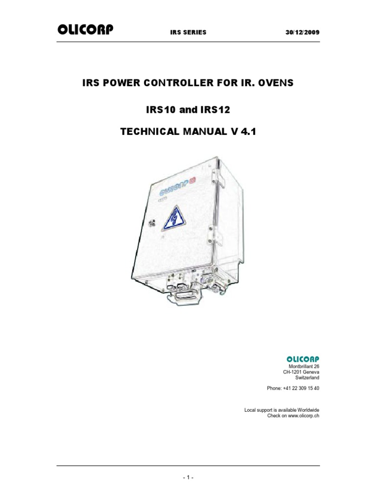 Olicorp: Irs Power Controller For Ir. Ovens IRS10 and IRS12 Technical ...