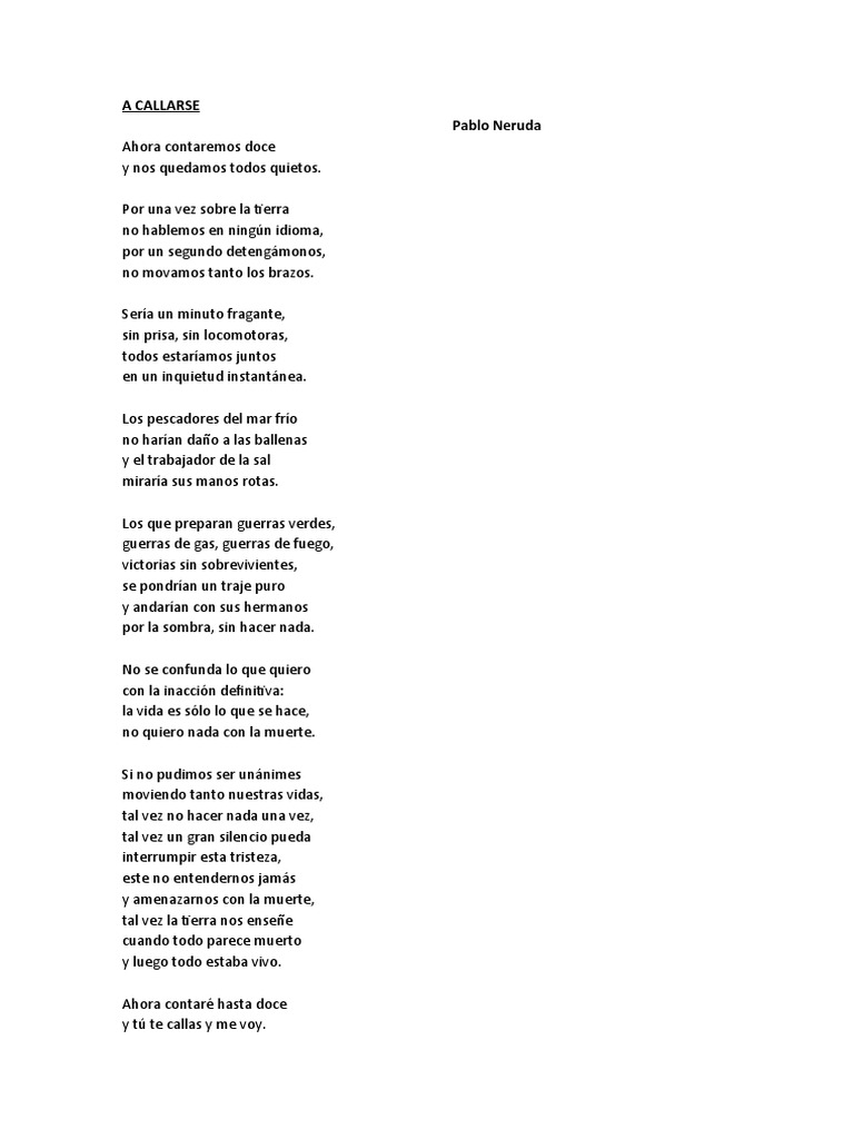 A CALLARSE Neruda | PDF